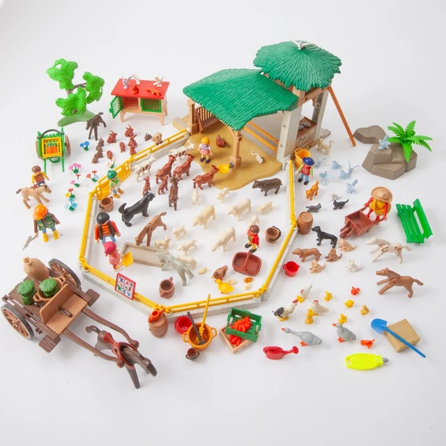 PLAYMOBIL VINTAGE BERGERIE avec nombreux animaux, charrette et ...