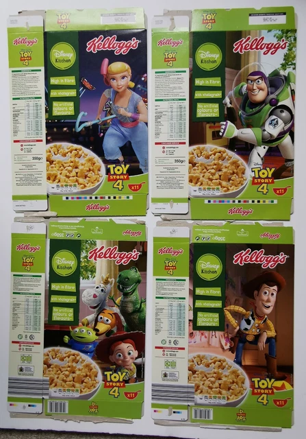 2018 KELLOGGS CEREAL Toy Story 4 Packet Box Set - Buzz Rex Woody & Bo £ ...