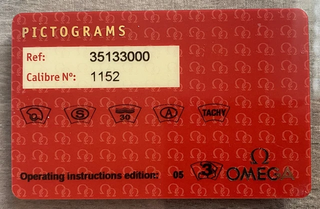 OMEGA - CARTE Pictogrammes - 35133000 - Chronographe Speedmaster Date ...