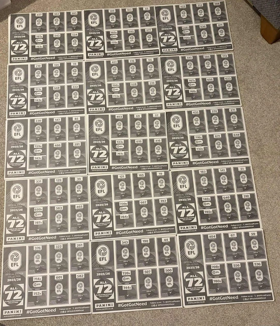 EFL 2025/26 OFFICIAL Sticker Sheet X15 All Sheets £21.08 - PicClick UK