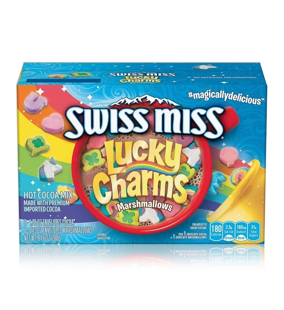 SWISS MISS MILK Chocolate Hot Cocoa LUCKY CHARMS Marshmallows 12 ...