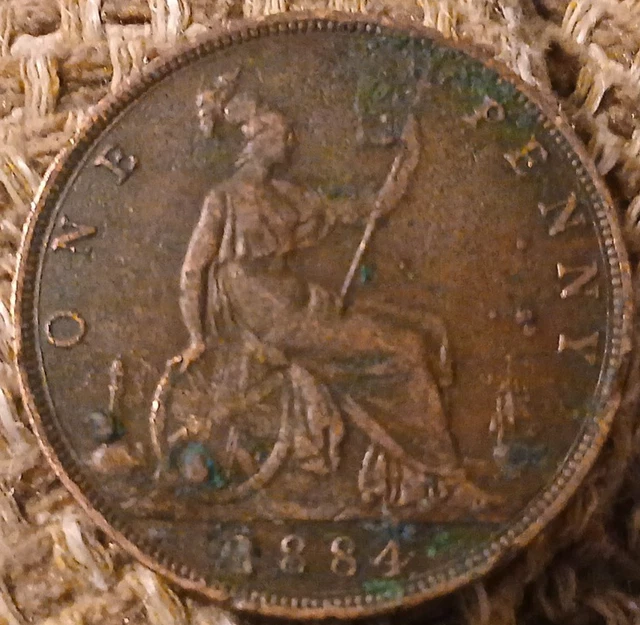 1884 VICTORIAN BUN/YOUNG Head One Penny Queen Victoria Coin See Pics S ...