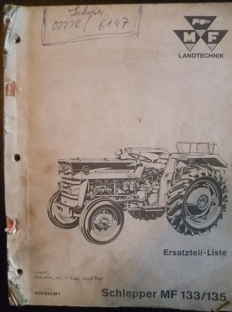 MASSEY FERGUSON SCHLEPPER 133 + 135 Ersatzteilliste EUR 49,90 - PicClick DE