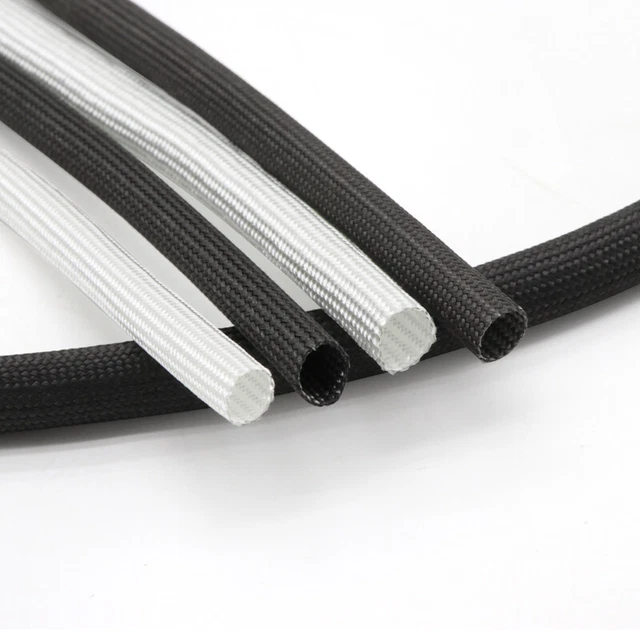 FLEXIBLE FIBERGLASS BRAIDED Hose Insulation Tube Sleeve White Black 1mm ...