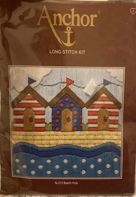 ANCHOR LONG STITCH Starters Kit - Beach Huts AL213 ew and Sealef £7.55 ...