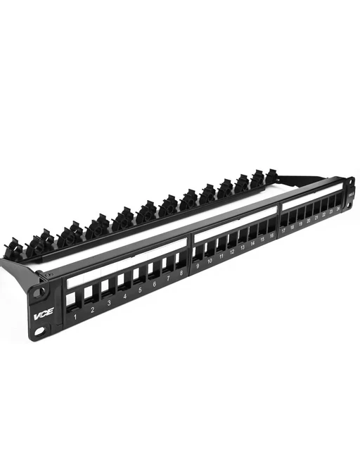 24 PORT PATCH Panel 1u Blank Cat6 Rackmount Panel For Rj45 Hdmi Coax ...