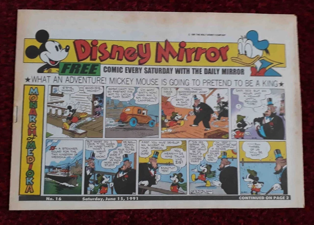 DISNEY MIRROR COMIC From Daily Mirror Mickey Mouse Walt Disney 1991 ...