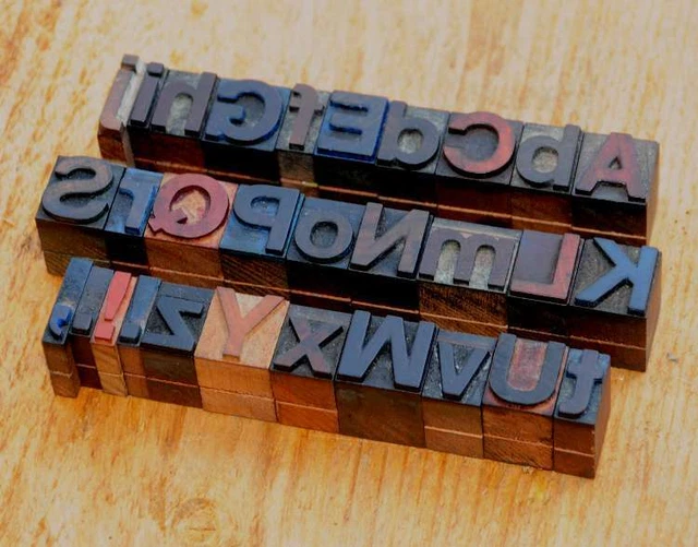 A-Z ALPHABET MIXTE caracteres bois imprimerie typographie lettres typo ...