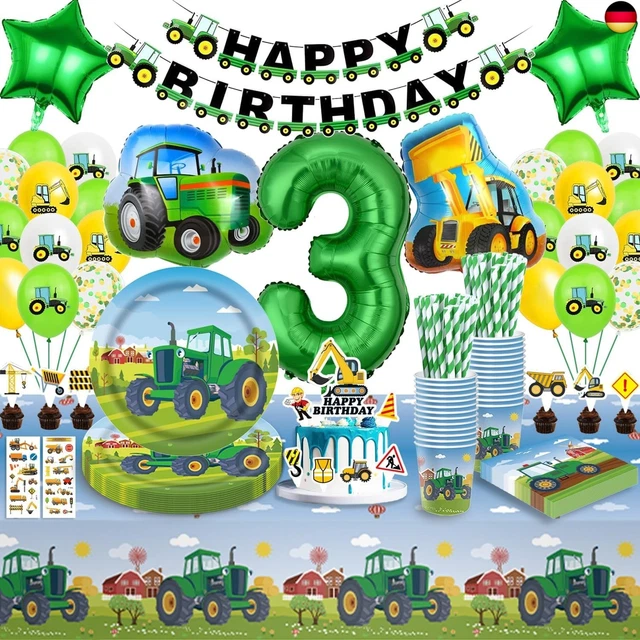 TRAKTOR PARTYGESCHIRR KINDERGEBURTSTAG 3, Traktor Geburtstag Deko 3 ...
