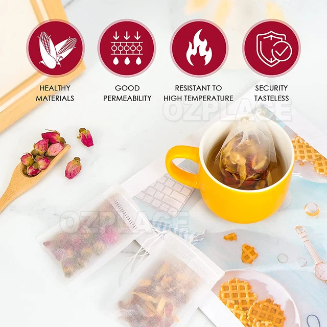 100/200/500X EMPTY TEABAGS String Heat Seal Filter Paper Herb Loose Tea ...