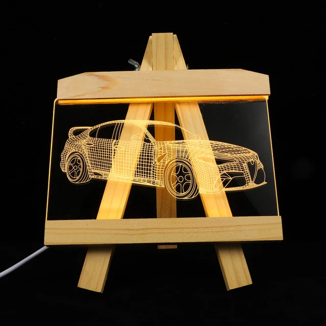 WOODEN FRAME NIGHT Light 3d Table Lamp Cool Lamps USB LED Desk £20.55 ...