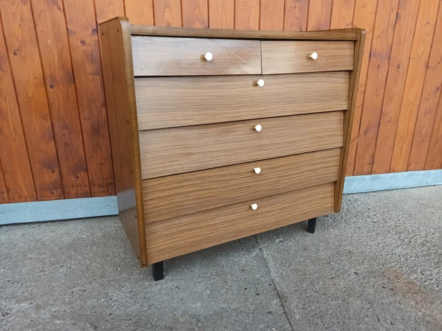 CREDENZA NOCE SCARPIERA Vintage Cassettiera 60er Retrò Danish Consolle ...