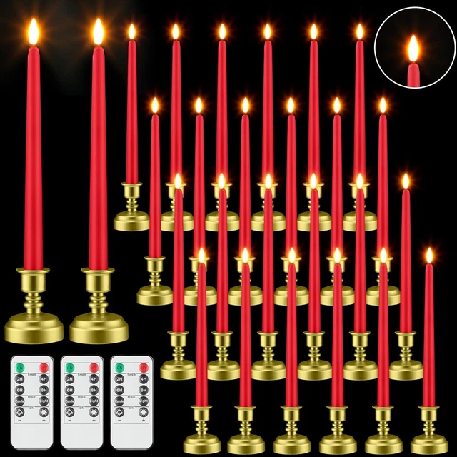 24 PACK FLAMELESS Taper Candles with Remote Control and Timer Flickering LED Tap £92.02 ...