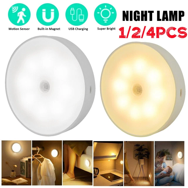 8 LED MOTION Sensor Light Wireless PIR Battery Wall Cabinet Stair Night ...