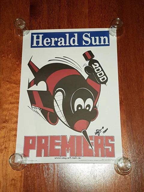 SIGNED 2000 WEG Essendon BombersAFL / VFL Premiership Poster Herald-Sun ...