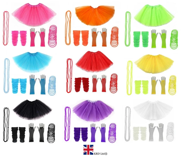 5PCS 80S NEON Fancy Dress Costume Halloween Party Tutu Leg Warmer ...