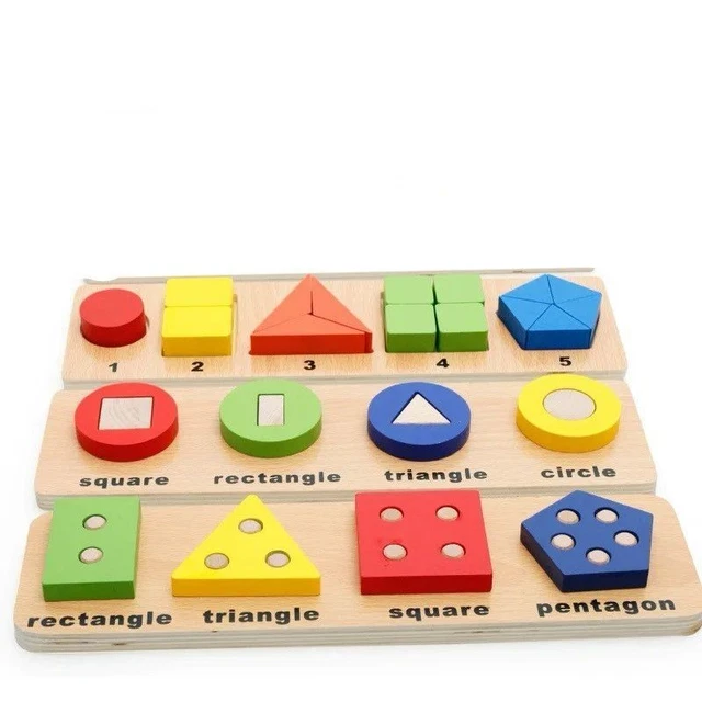 WOODEN SHAPE COLOR Sorting Preschool Stacking Block Toddler Puzzles ...