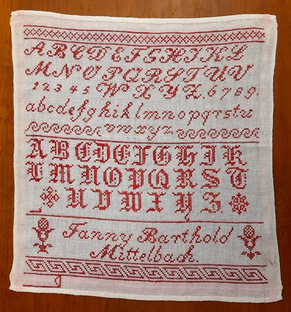 ANTIKES STICKMUSTER TUCH um 1900 aus Mittelbach bei Chemnitz EUR 29,00 ...