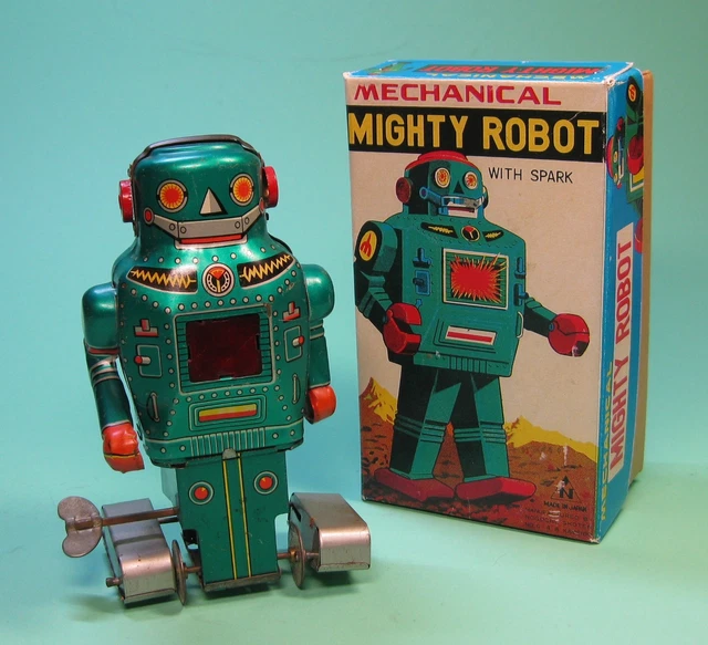 ORIGINAL MECHANICAL MIGHTY Robot With Spark Robot Noguchi Japan + Repro ...