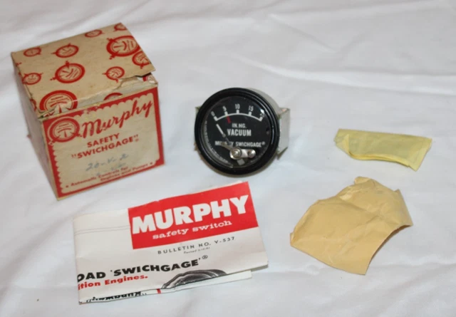 NOS MURPHY VACUUM Safety Swichgage Model Part No. 20-V-2 $49.95 - PicClick