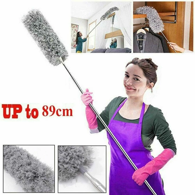 EXTENDABLE COBWEB BRUSH Washable Feather Duster Long Magic Telescopic ...