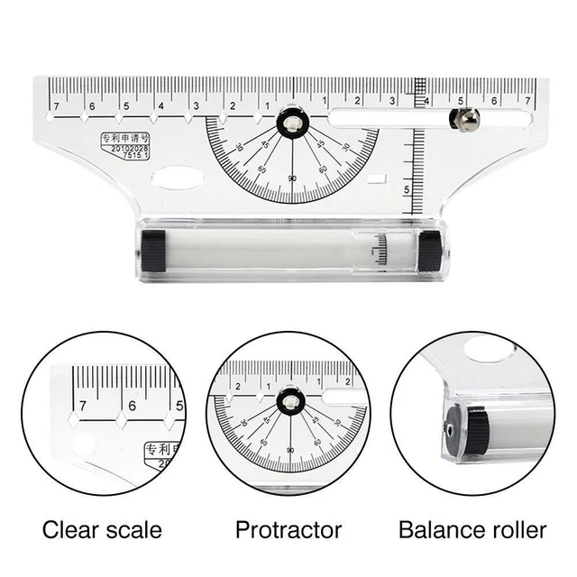 PLASTIC MEASURING ROLLING Ruler Drawing Roller Ruler A9C7 Z2V8 Parallel ...