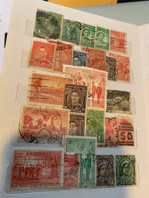 SMALL STOCK BOOK Of 100s Of Aus Pre-decimal Stamps + A Few Foreign ...