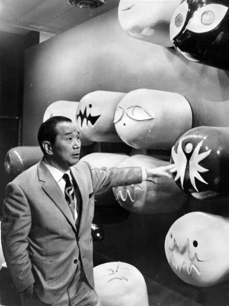 ARTIST TARO OKAMOTO Speaks In Front Of His Artworks At Seibu De 1964 ...