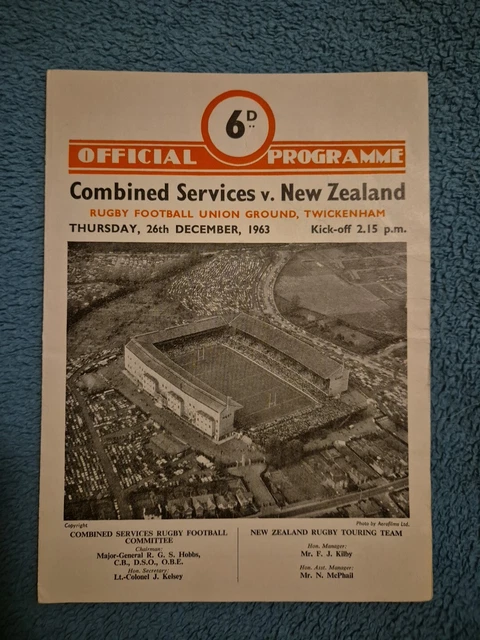 COMBINED SERVICES V New Zealand All Blacks 26 Dec 1963 RUGBY PROGRAMME ...