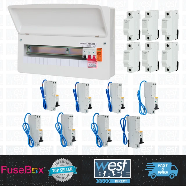 FUSEBOX F2014MX 14 Way Metal Consumer Unit with 8 RCBOs A Rated B Curve ... FUSEBOX F2014MX 14 Way Metal Consumer Unit with 8 RCBOs A Rated B Curve ...