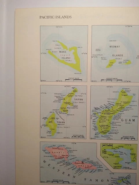 1960'S VINTAGE PACIFIC ISLANDS Atlas Map - Old Antique Rand McNally ...