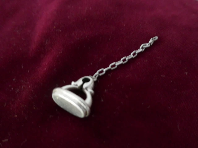 TAMPON CACHET ARGENT H 25mm avec chainette,poincon sur bélière, matrice ...