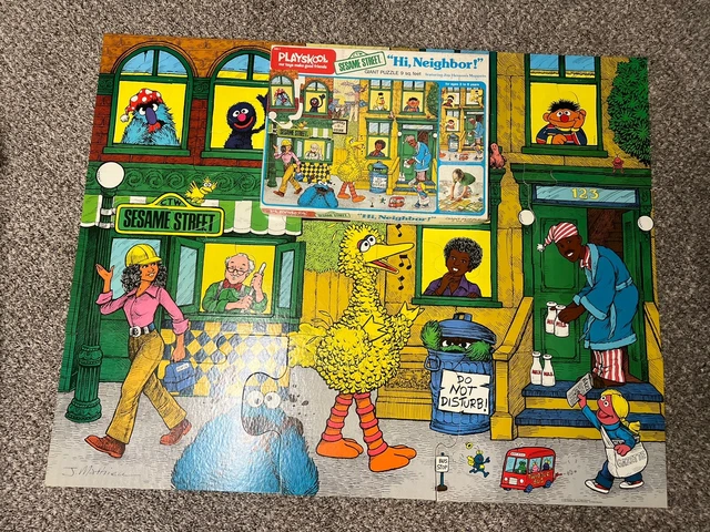 VINTAGE 1976 PLAYSKOOL Sesame Street Hi, Neighbor 9 Sq Ft Giant Puzzle ...