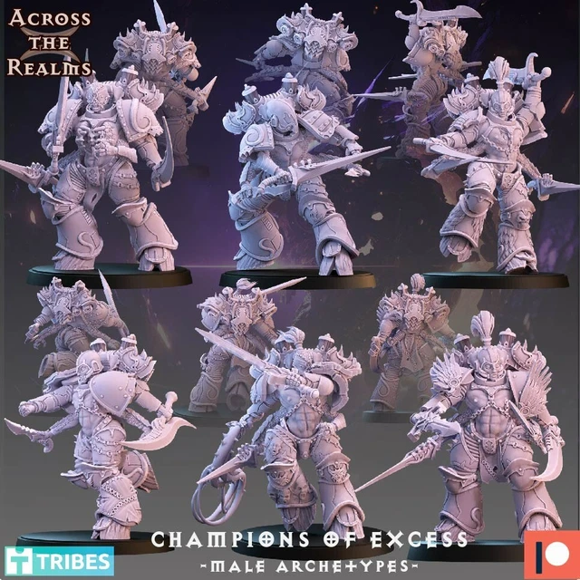 CHAMPIONS OF EXCESS - Male Archetypes V2 (x6)/TTRPG/Wargaming/Grimdark ...