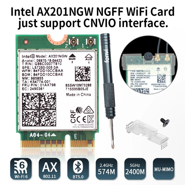 WIFI 6 NETWORK Card Intel AX201 AX201NGW 3000Mbps Dual Band 802.11ax BT ...
