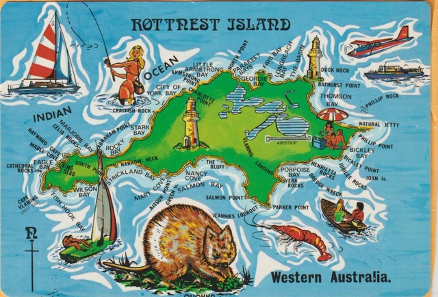 TOURIST MAP ROTTNEST Island W.a Acc Postcard $8.95 - PicClick AU