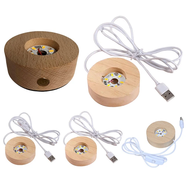 WOODEN LED LIGHT Display Base LED Wood Display Base Wooden Lighted ...