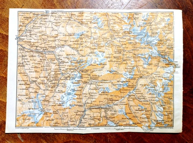 OLD MAP ANTICA mappa ancienne carte VAL D'ISERE MOUTIERS BOZEL ...
