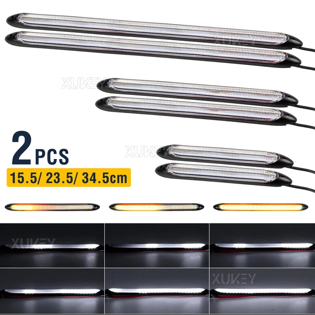 2X CAR SEQUENTIAL LED Tube Strip Turn Signal Indicator DRL Daytime ...