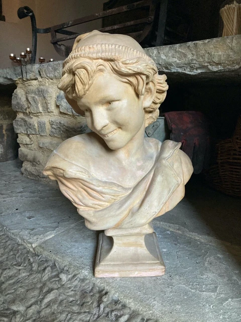 ANTIQUE TERRACOTTA BUST of The Laughing Neopolitan Boy by Jean Baptiste ...