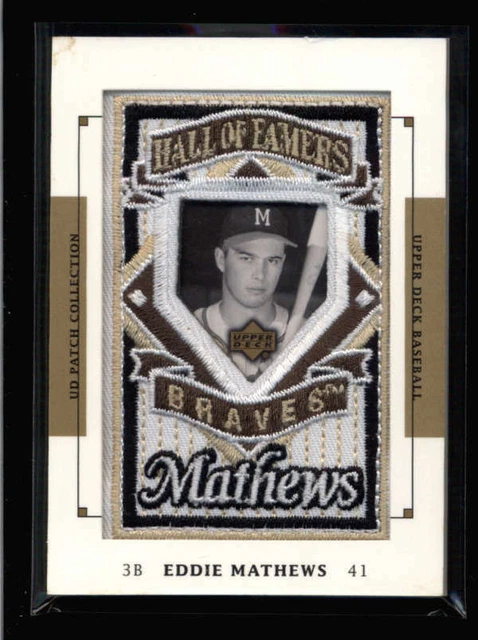 CARTE PATCH EDDIE Mathews 2003 Ud Collection #145 Hall Of Famers Ay1372 ...