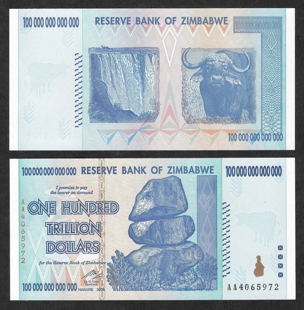ZIMBABWE 100 TRILLION Dollar Genuine Authentic Banknote Mint ...