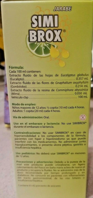 SIMI BROX NATURAL Cough Syrup/ Jarabe Natural Para La Tos -Remedio ...
