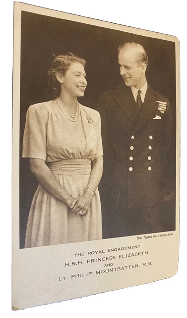 HRH PRINCESS ELIZABETH Engagement Lt Mountbatten Royal Navy 1947 Times postcard £5.99 - PicClick UK
