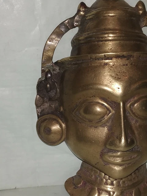 ANTIQUE TRADITIONAL INDIAN Ritual Bronze Mask Goddess Parvati South ...
