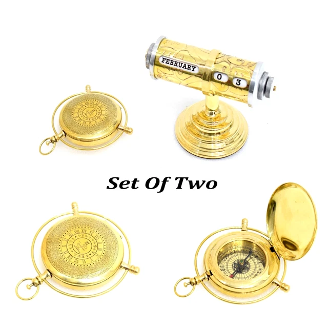 THE GOLDEN COMPASS Symbol Reader Alethiometer W Brass Desktop Calendar ...