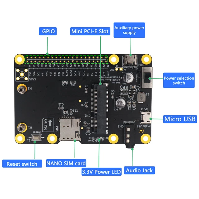 PLACA DE MÓDULO 3G/4G/LTE para Raspberry Pi/Samsung ARTIK/Latte Panda ...