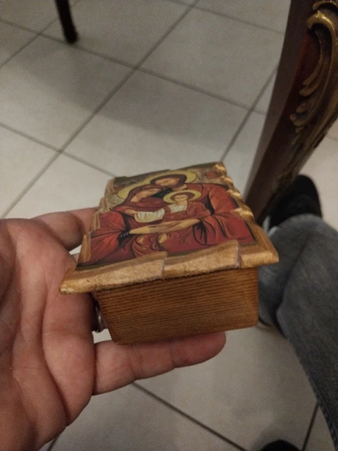 RARE ANCIEN PETIT Tableau Religieux Reliquaire Icône Portrait Dévotion ...