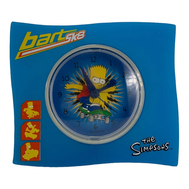 VINTAGE RETRO 2002 The Simpsons Bart Sk8 Skateboarding Blue Alarm Clock ...