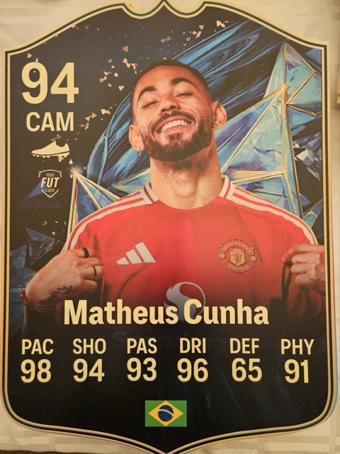 CARTA MATHEUS CUNHA Manchester United FIFA FUT taglia A3 EUR 34,62 ...